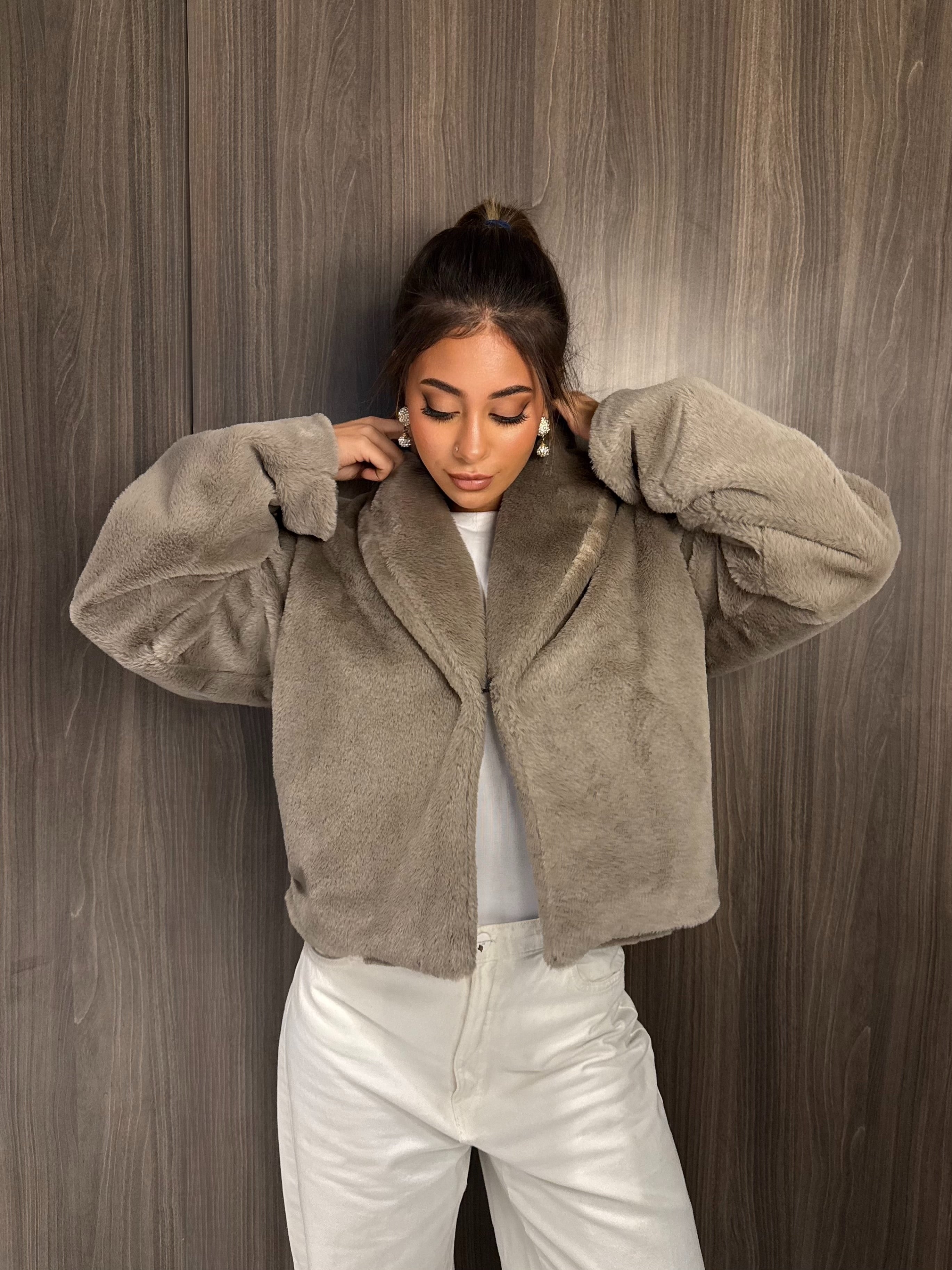 Cropped Fur Jacket - Stone – Urban Threads